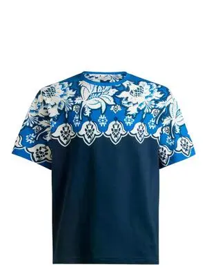 Etro Floral-print Cotton T-shirt - Blue