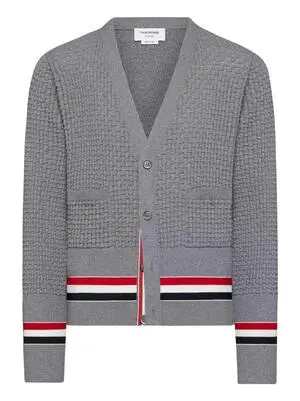 Thom Browne Striped Trim Cardigan - Grey