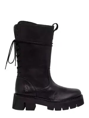 Fly London Lace-up Platform Boots - Black