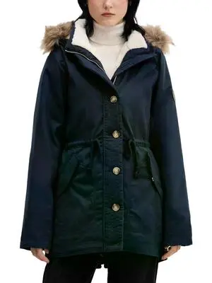 Hollister Faux-fur Hooded Coat - Blue
