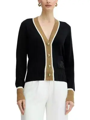 Luisa Spagnoli Monoposto Beaded-logo Cardigan - Black