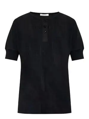 LEMAIRE Short-sleeve Henley T-shirt - Black