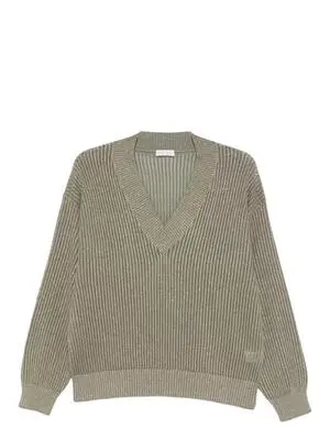 Brunello Cucinelli V-neck Ribbed-knit Sweater - Green
