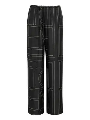 TOTEME Logo-embroidered Silk-satin Trousers - Black