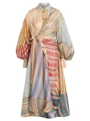 Zimmermann Rebellion Striped Linen And Silk-blend Midi Shirt Dress - Multicoloured 1