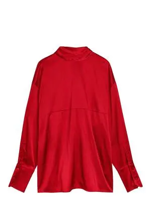 ARMARIUM Stretch-silk Blouse With Scarf Effect - Red