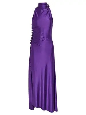 Rabanne Ruched Asymmetric Maxi Dress - Violet
