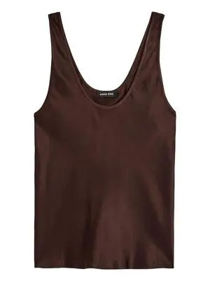 ANINE BING Lea Silk Tank Top - Dark Brown