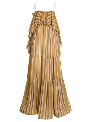 Zimmermann Striped Ruffled Chiffon Maxi Dress - Multicoloured 1