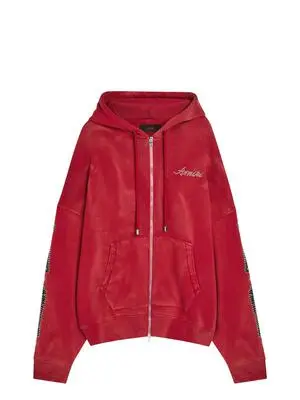 Amiri Bones Embellished Hooded Cotton Sweatshirt - Red