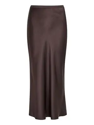 ANINE BING Bar Silk Midi Skirt - Dark Brown