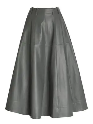 ARMARIUM Fiamma Leather Midi Skirt - Grey