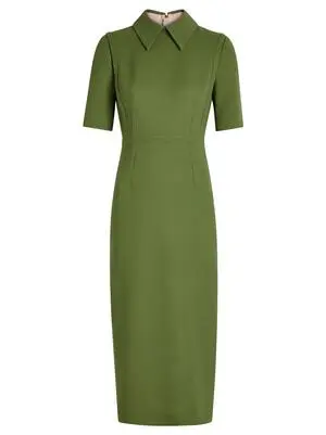 EMILIA WICKSTEAD Valetta Wool-crepe Midi Dress - Olive