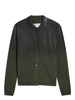 MAISON MARGIELA Coated Wool-blend Cardigan - Dark Green