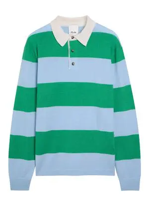 ALLUDE Striped Wool And Cashmere-blend Polo Shirt - Green