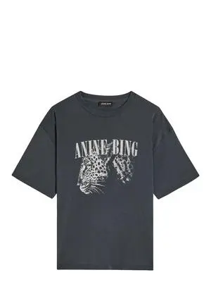 ANINE BING Cohen Printed Cotton T-shirt - Black