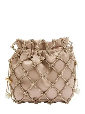 Rosantica Selene Capri Crystal-embellished Drawstring Bag - Light Pink