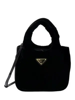 Prada Padded Soft Velvet Mini Tote Bag - Black
