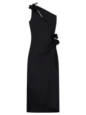 Coperni Asymmetric Mini Flower Dress - Black