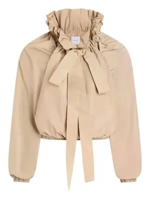 Patou Ruffled Tie-neck Top - Neutrals