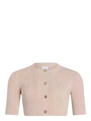 Patou Ribbed Cropped Cardigan - Neutrals