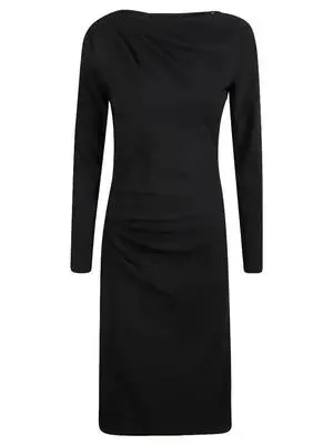 Max Mara Draped Long-sleeve Midi Dress - Black