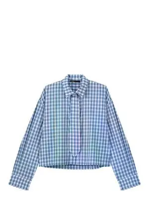 Maje Embellished Check Shirt With Removable Tie - Blue