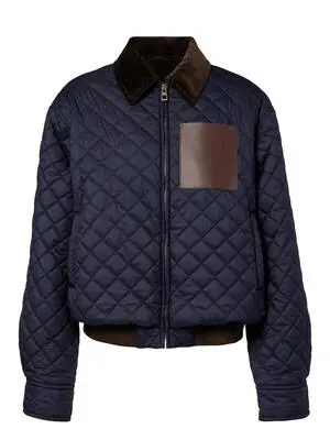 Loewe Corduroy-trimmed Quilted Blouson Jacket - Blue