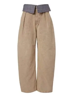 Loewe Wool-trimmed Barrel-leg Jeans - Beige