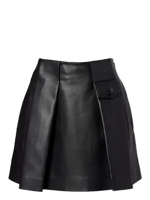Loewe Pleated Leather Miniskirt - Black