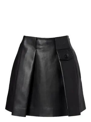 Loewe Pleated Leather Miniskirt - Black