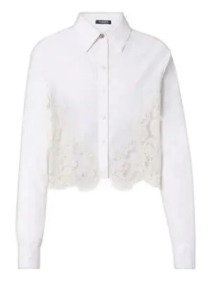 Versace Lace-trimmed Cotton Poplin Shirt - White