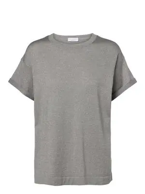 Brunello Cucinelli Cashmere And Silk-blend T-shirt - Grey