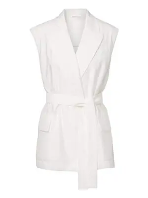 Brunello Cucinelli Belted Cotton-blend Vest - White