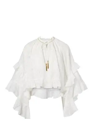 Zimmermann Daylight Ruffled Cotton-blend Blouse - White