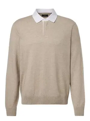 Dunhill Cashmere And Linen Polo Collar Sweater Beige