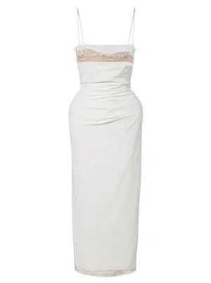 Magda Butrym Lace-trimmed Silk Corset Dress - White