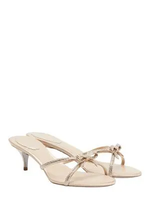 Rene Caovilla Bow-detail Crystal-embellished Sandals - Beige