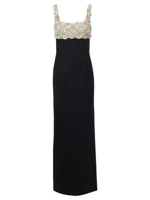 Oscar De La Renta Embroidered Bustier Gown - Black
