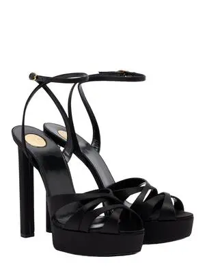 Saint Laurent Satin Platform Sandals - Black