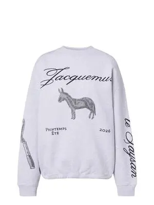 Jacquemus Ane Embroidered Cotton Sweatshirt - Grey