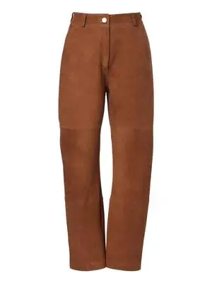 RÓHE Suede Barrel-leg Trousers - Brown