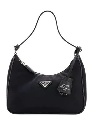 Prada Re-edition 2005 Tessuto Saffiano Leather Mini Hobo Bag - Black