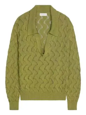 Dries Van Noten Polo-collar Long-sleeve Sweater - Green