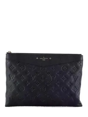 LOUIS VUITTON Daily Monogram Empreinte Leather Pouch - Black