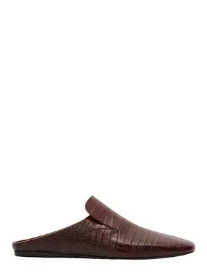 Dries Van Noten Embossed Leather Mules - Brown