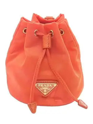 Prada 2020s Logo-plaque Bag Charm - Orange