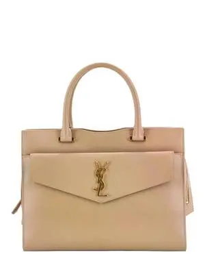 Saint Laurent Uptown Leather Medium Tote Bag - Neutrals