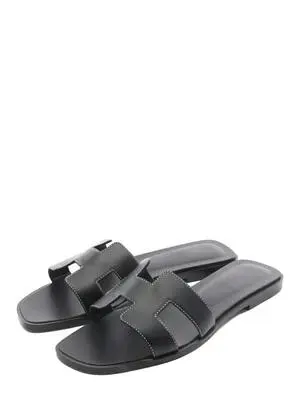 Hermès 2020s Box Calf Mules - Black