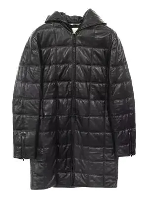 Saint Laurent Quilted Hooded Coat - Black